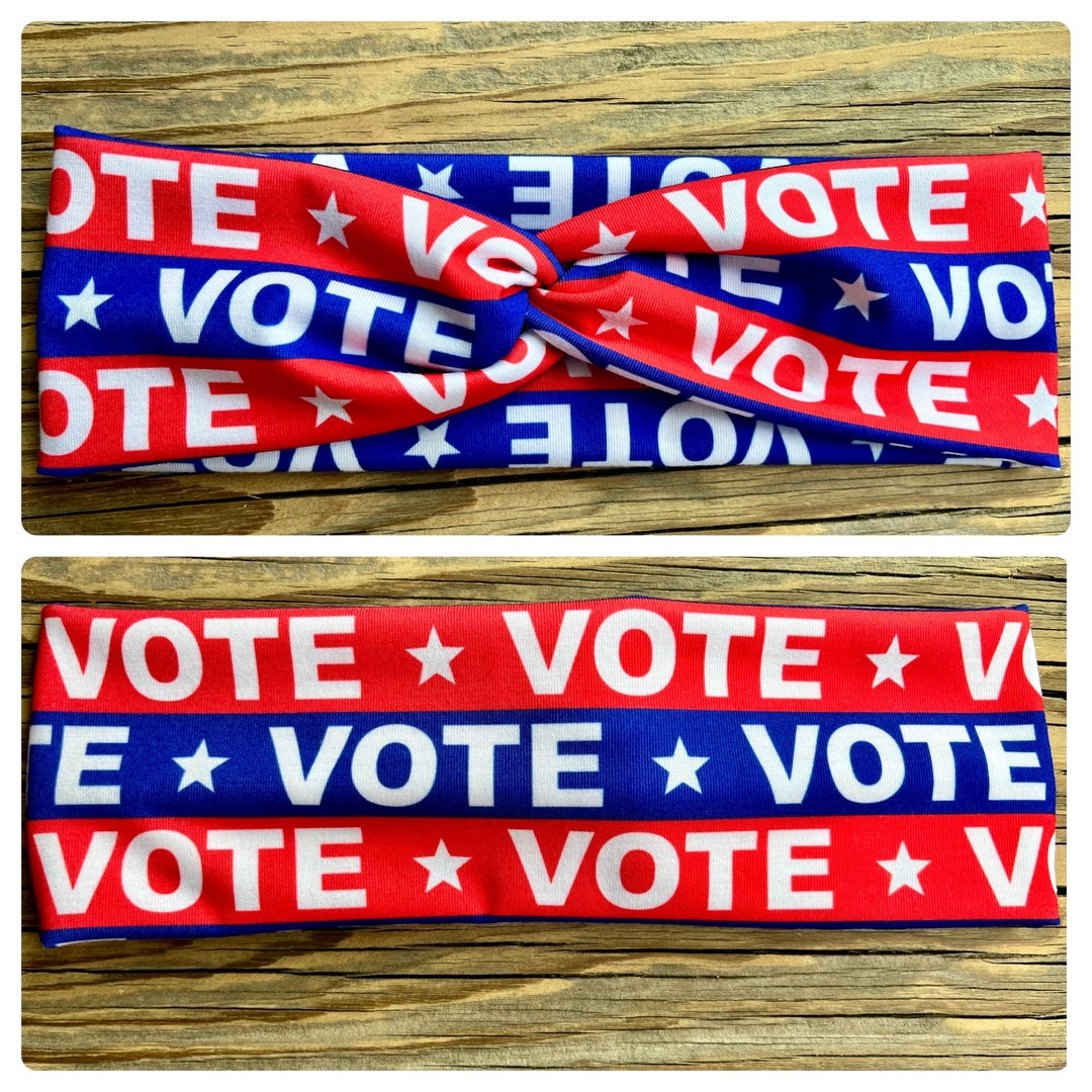 DISCOUNTED (read Description) Turban Headband - Vote - Red White & Blue ...