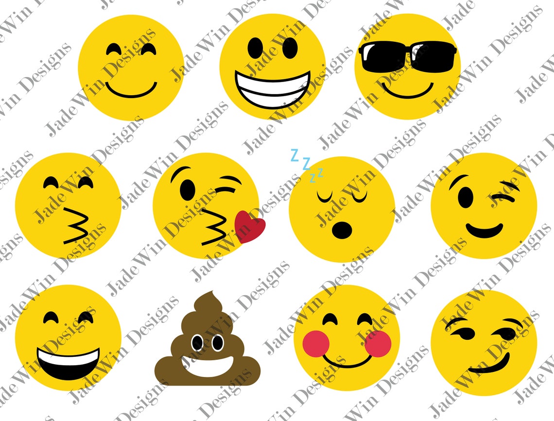 Emoji Compilation Clipart Emojis Emoticons SVG DXF - Etsy