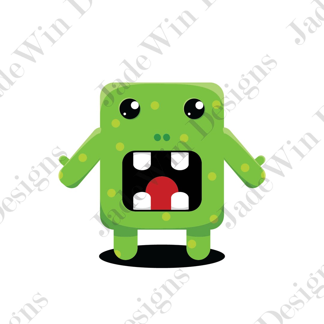 Little Green Monster Clipart .svg .dxf .png .pdf for Silhouette Cameo ...