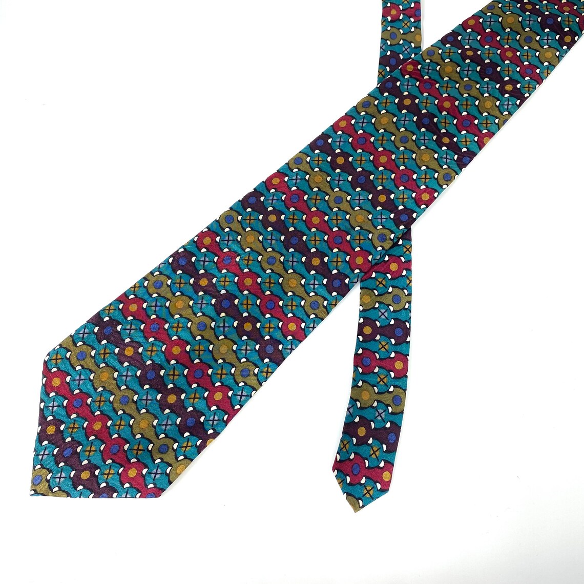 Vintage Tie Retro 80s Necktie Multi Colored Funky Print Silky - Etsy España