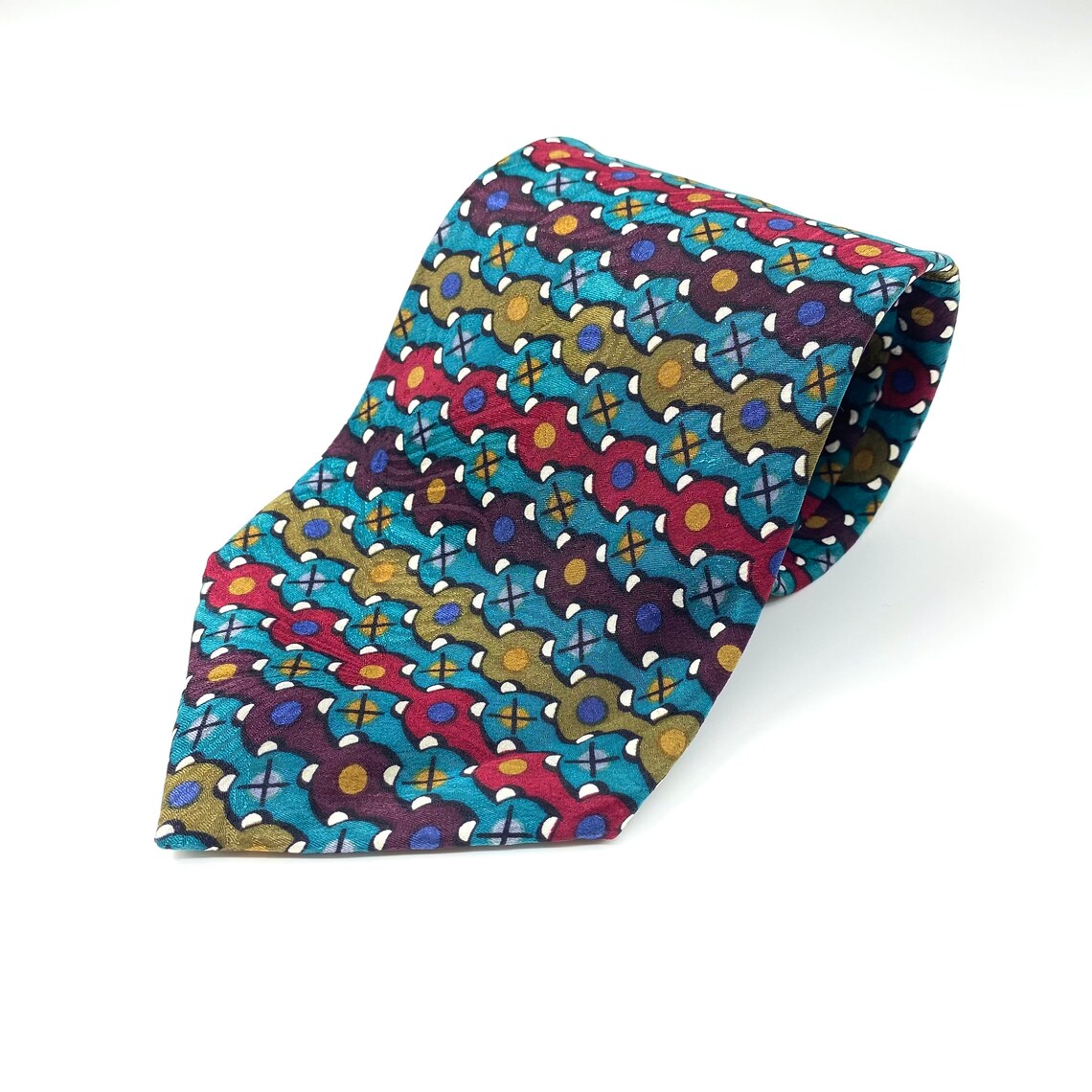 Vintage Tie Retro 80s Necktie Multi Colored Funky Print Silky - Etsy España