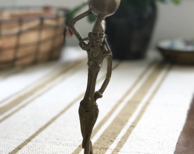 Antique Heavy Solid Brass African Art Figurine Statue Woman - Etsy