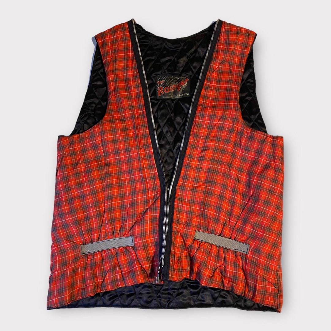 Vintage 80s Gilet Red Plaid Punk Padded Waist Coat Quilted Gilet - Etsy.de