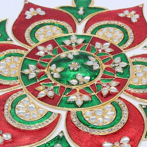 Red and Green Meenakari Work Metal Rangoli Home Decor Diwali - Etsy