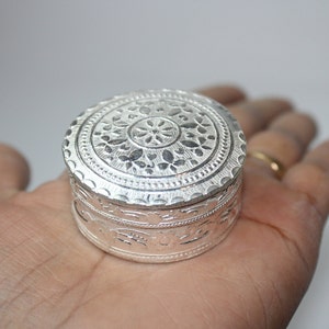 Whitegerman Silver Metal Round Box 1.5 Inches Qnd 2 Inches/ Gift Box ...