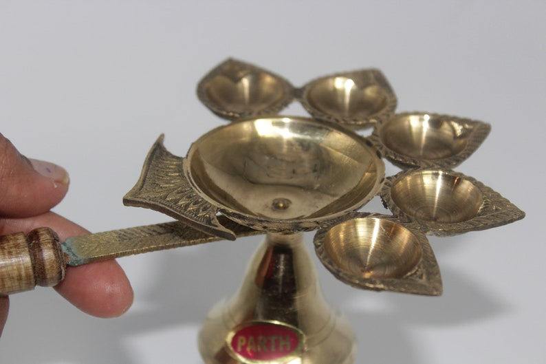 Metal Aarti Diya Pooja Oil Lamps Panchmukhi Aarti Diya With - Etsy