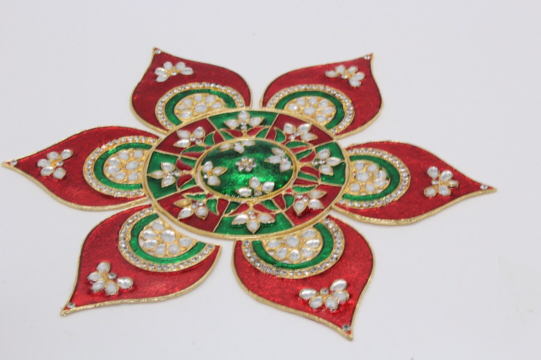 Red and Green Metal Diwali Rangoli | Diwali Decorations | Diwali Pooja ...