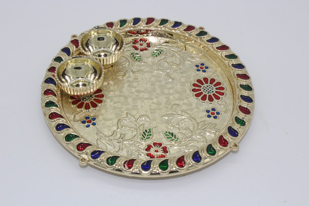 Acrylic Flower Design Pooja Thali, Indian Return Gift, Haldi Kumkum ...