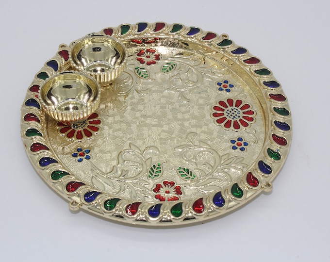 Acrylic Flower Design Pooja Thali, Indian Return Gift, Haldi Kumkum ...