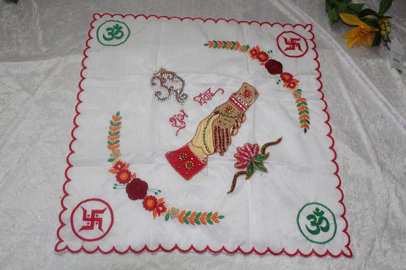 Gujarati Wedding Hast Melap Rumal: Embroidered Ritual Cloth for Indian ...