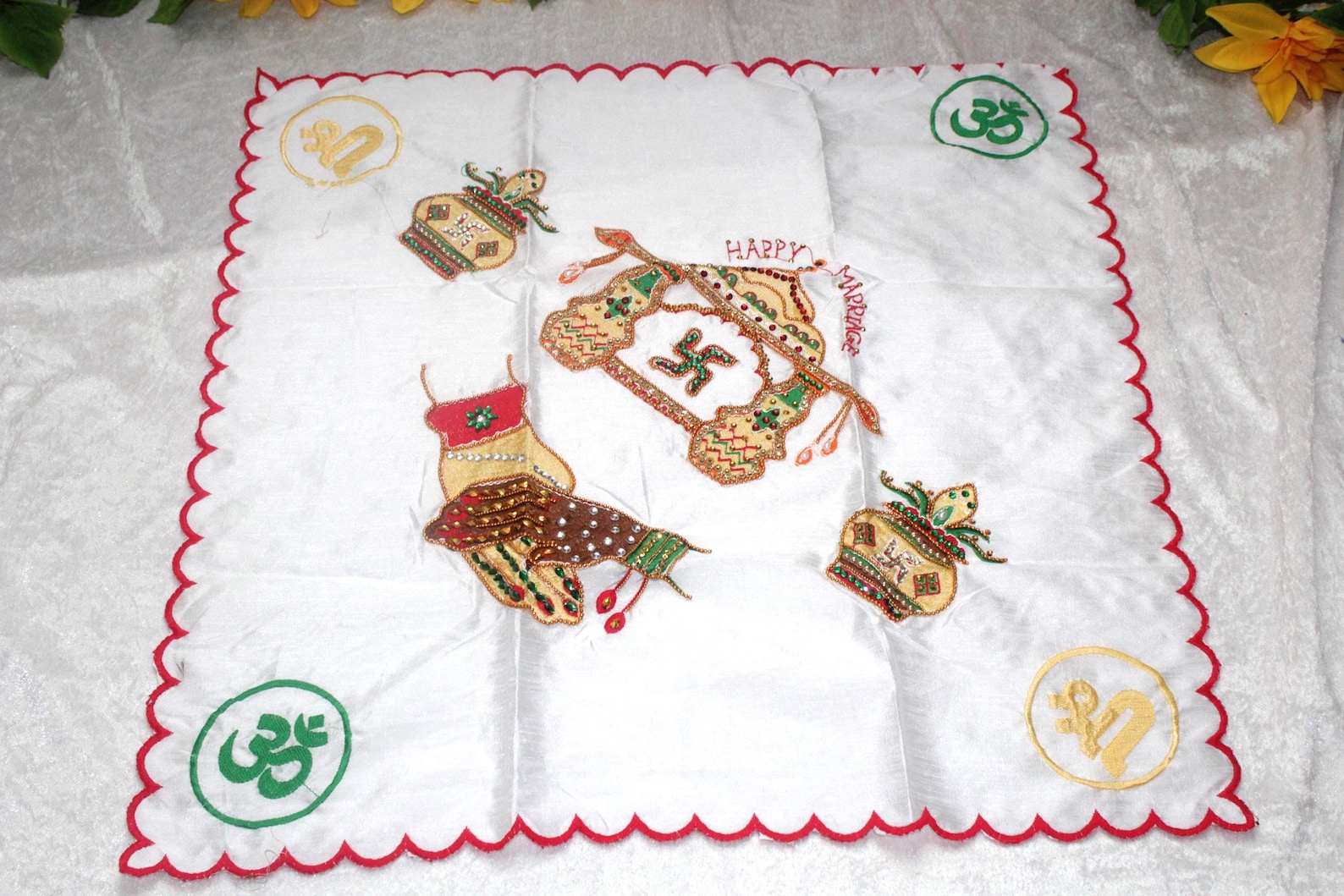 Gujarati Wedding Hast Melap Rumal: Embroidered Ritual Cloth for Indian ...