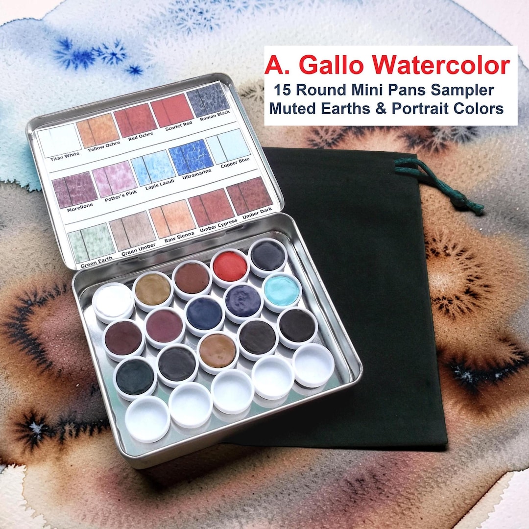 A. GALLO Watercolors: 15 Mini Pans, Muted Earth & Zorn Portrait Colors ...