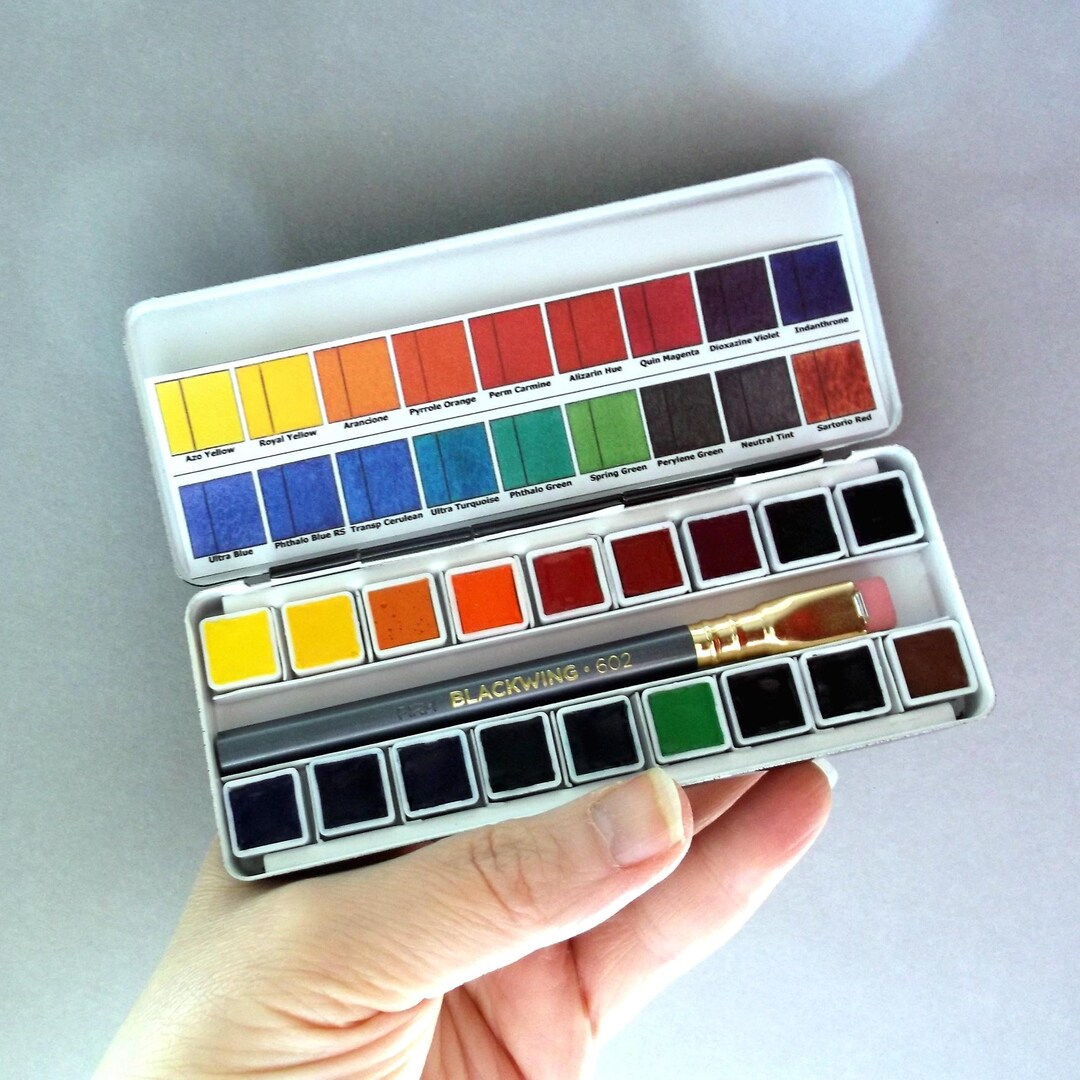 A. GALLO 18 Quarter Pan Landscape Watercolors in Travel Palette ...