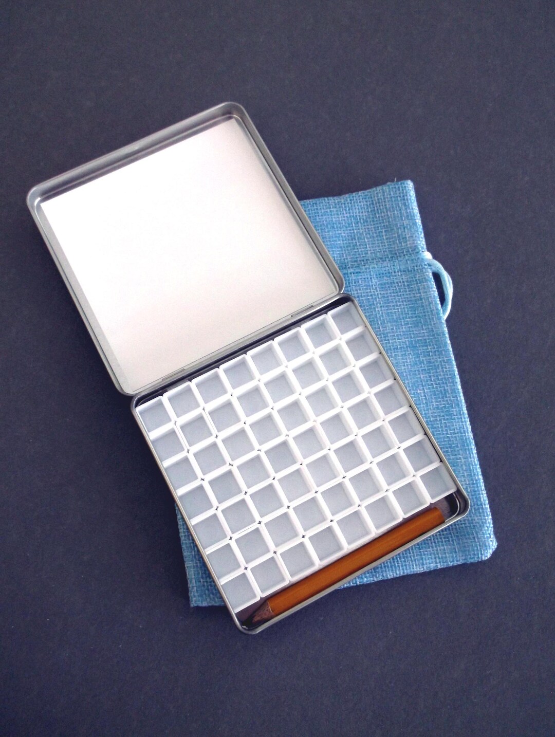 SQUARE TIN 56 Empty White Square Cube Quarter Pans Watercolor Starter ...