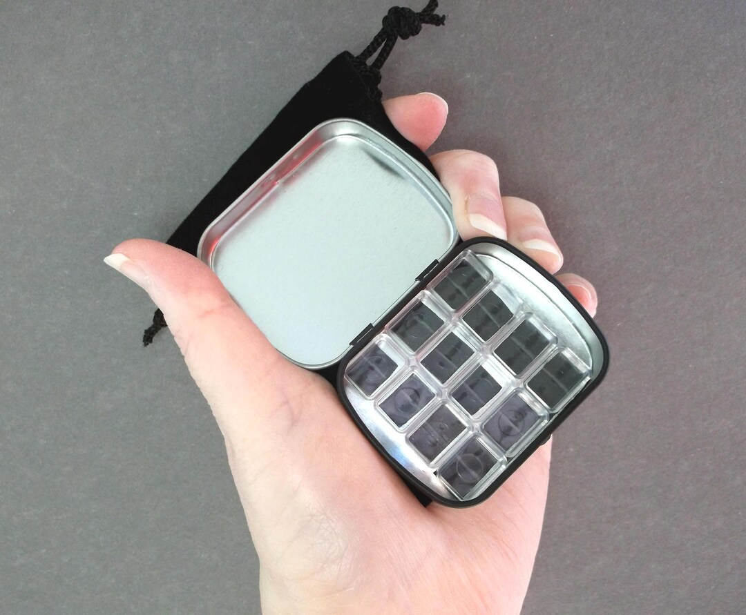 EMPTY 12 Rectangular Clear Mini 0.5ml Watercolor Pans in Bijou Micro ...
