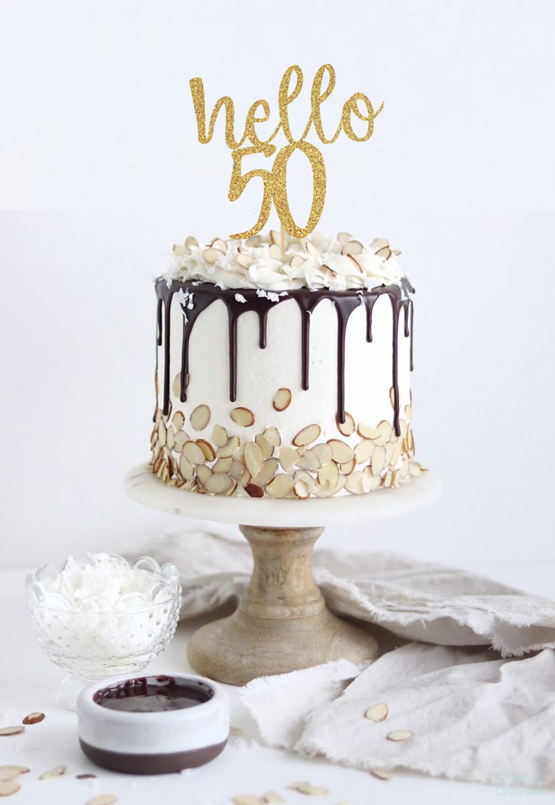 Hello 50 Glitter Metallic 50th Birthday Cake Topper Fifty - Etsy UK