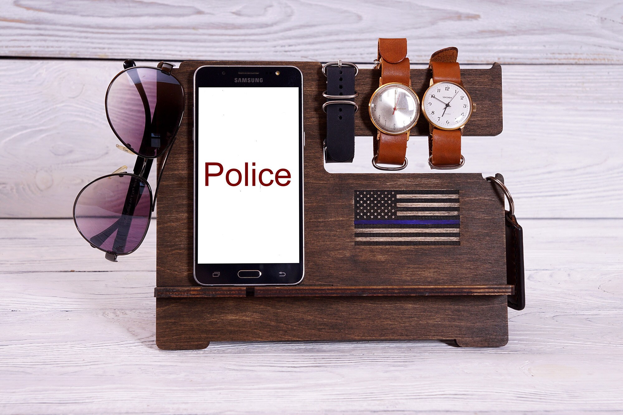 Personalized thin blue line Police officer gifts Wood docking | Etsy