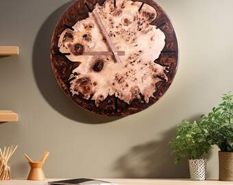 Vintage Burl Wood Wall Clock - Etsy