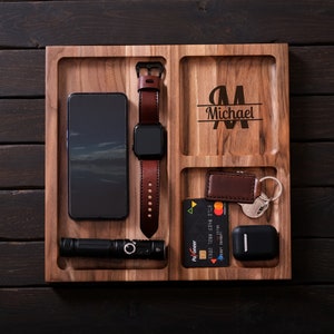 Desk Organizer | Wooden Valet Tray for Efficient Workspace | Elegant ...