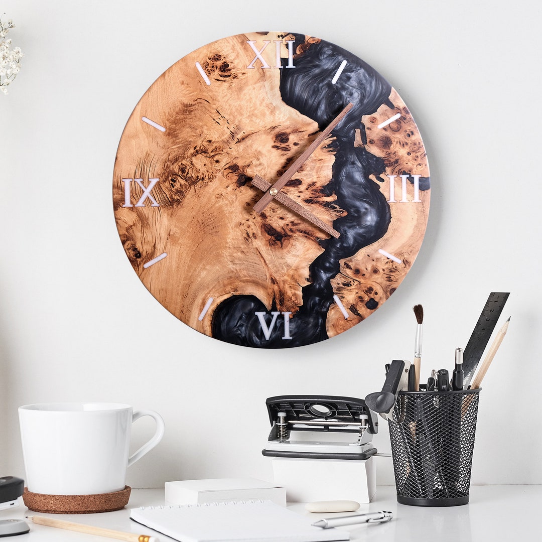 Home Office Clock, Epoxy Wall Clock, Handmade Wall Clock, Handcrafted ...