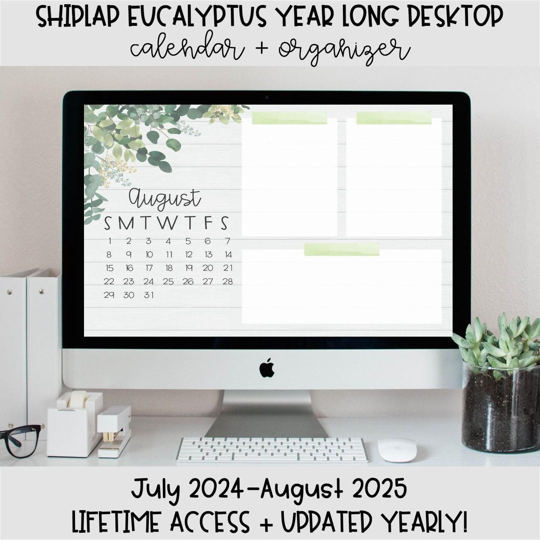 Shiplap Desktop Wallpaper Calendar | 2024-25 Calendar, Organizer ...