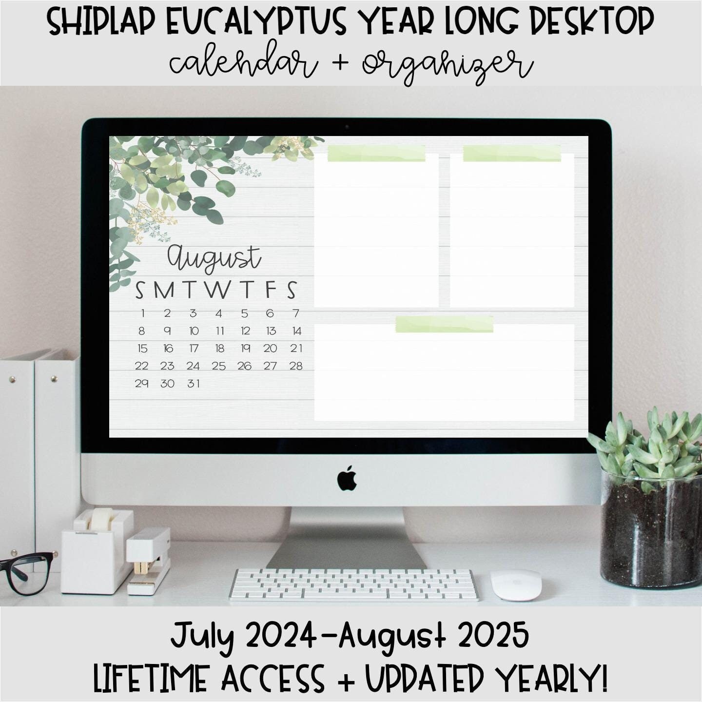 Shiplap Desktop Wallpaper Calendar | 2024-25 Calendar, Organizer ...