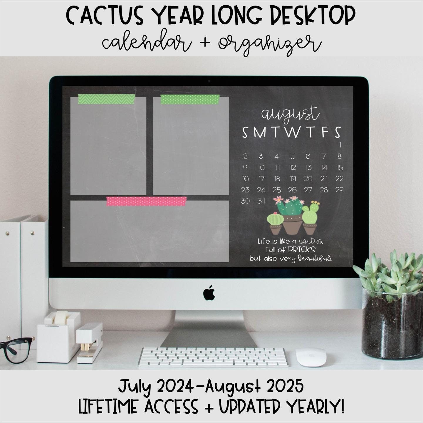Cactus Desktop Wallpaper Calendar | 2024-25 Calendar, Organizer ...