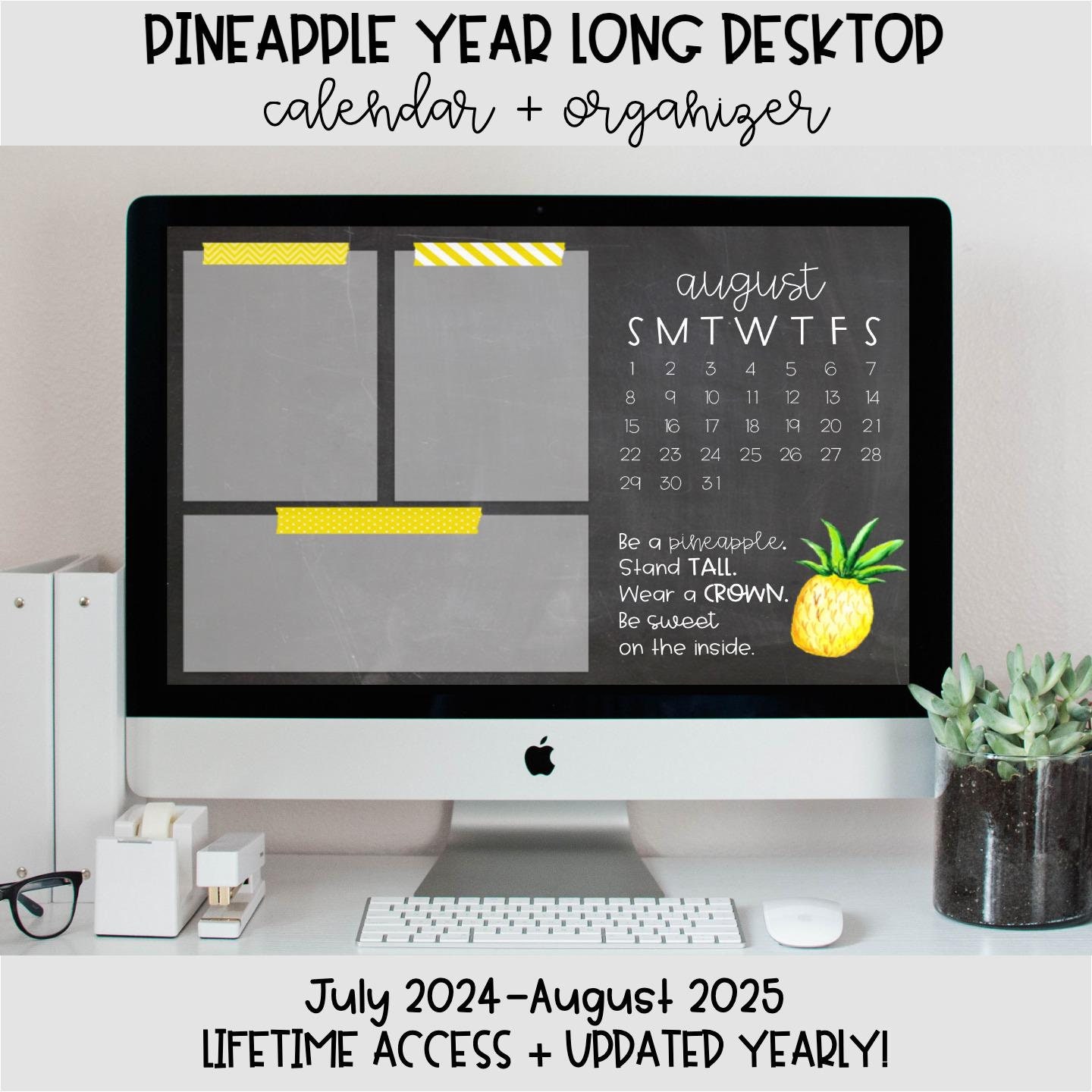 Pineapple Desktop Wallpaper Calendar | 2024-25 Calendar, Organizer ...