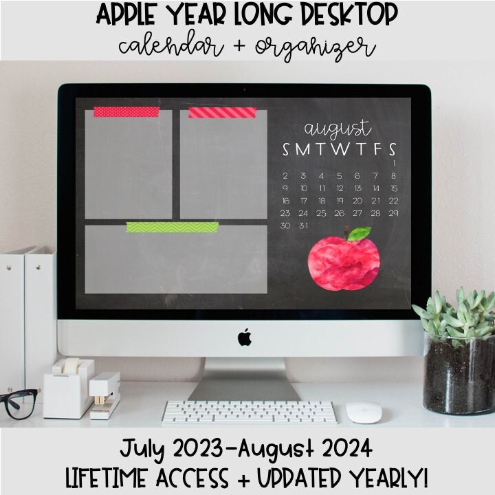 Apple Desktop Wallpaper Calendar 2023-24 Calendar, Organizer, Desktop ...