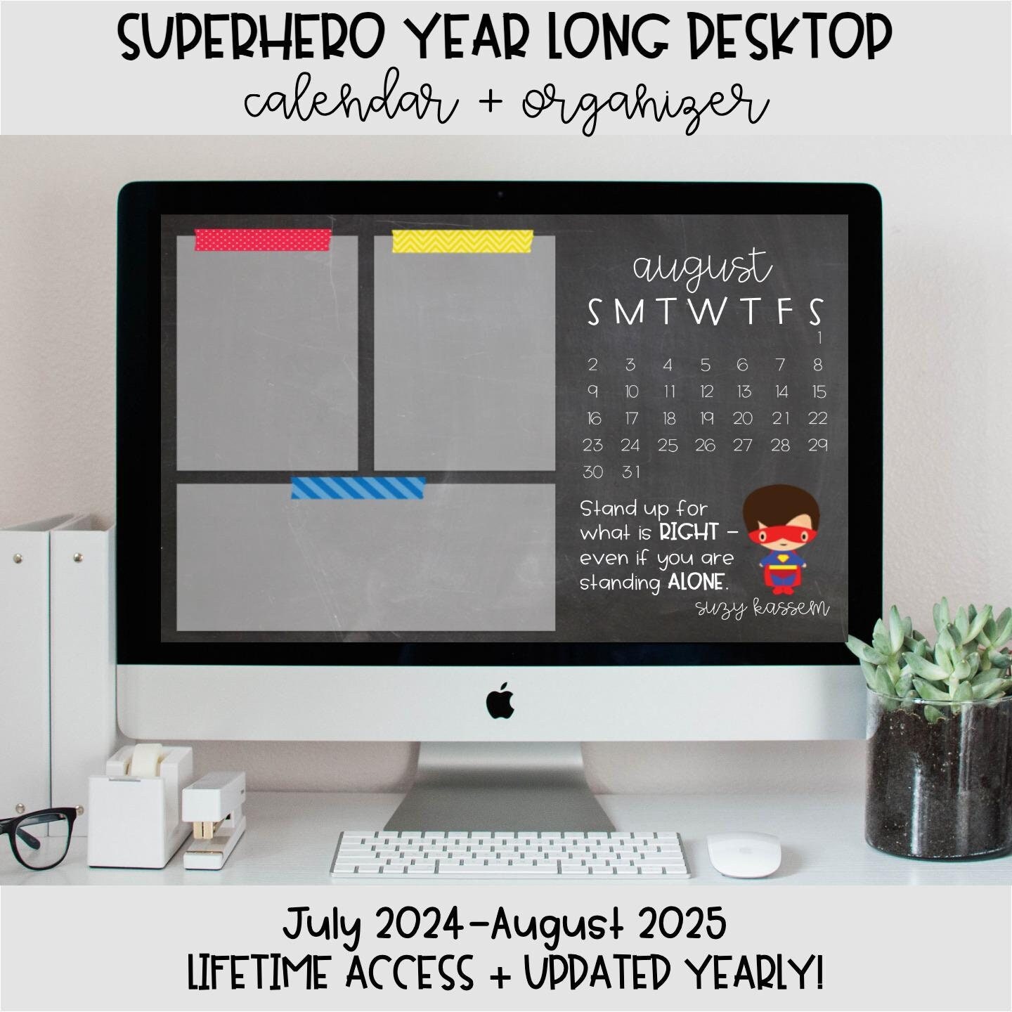 Superhero Desktop Wallpaper Calendar | 2024-25 Calendar, Organizer ...