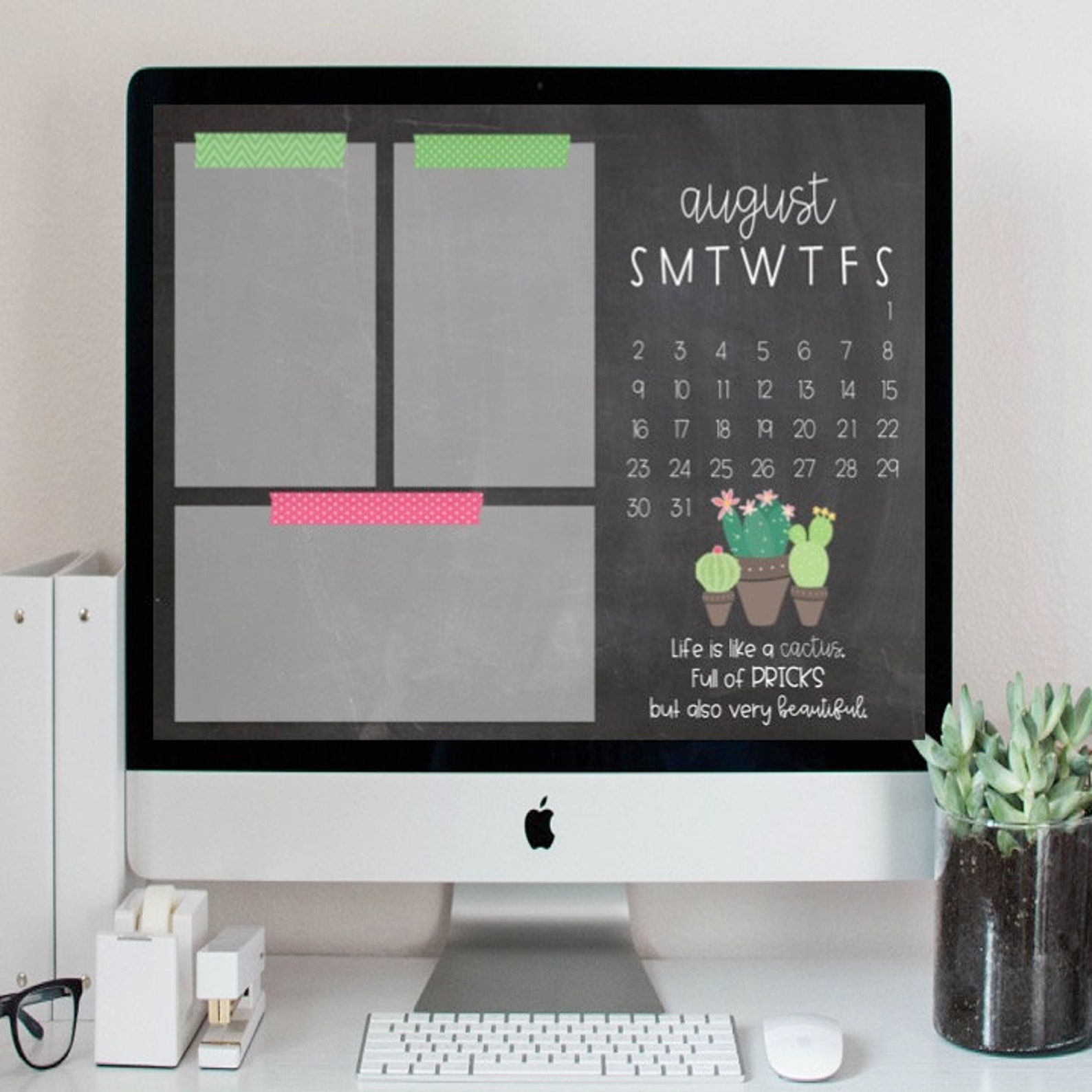 Cactus Desktop Wallpaper Calendar | 2024-25 Calendar, Organizer ...
