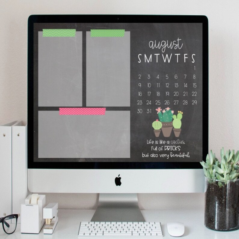 Cactus Desktop Wallpaper Calendar | 2024-25 Calendar, Organizer ...