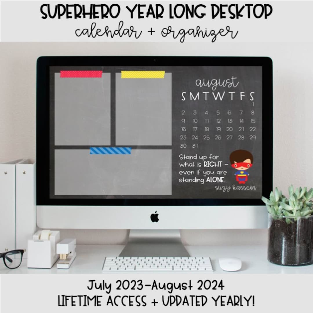 Superhero Desktop Wallpaper Calendar 2023-24 Calendar - Etsy