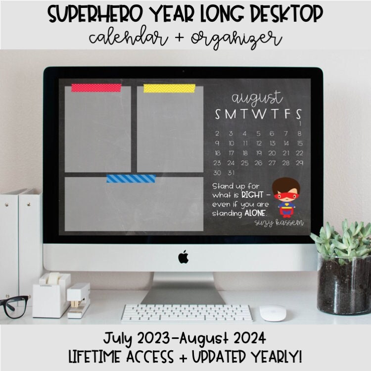 Superhero Desktop Wallpaper Calendar 2023-24 Calendar - Etsy