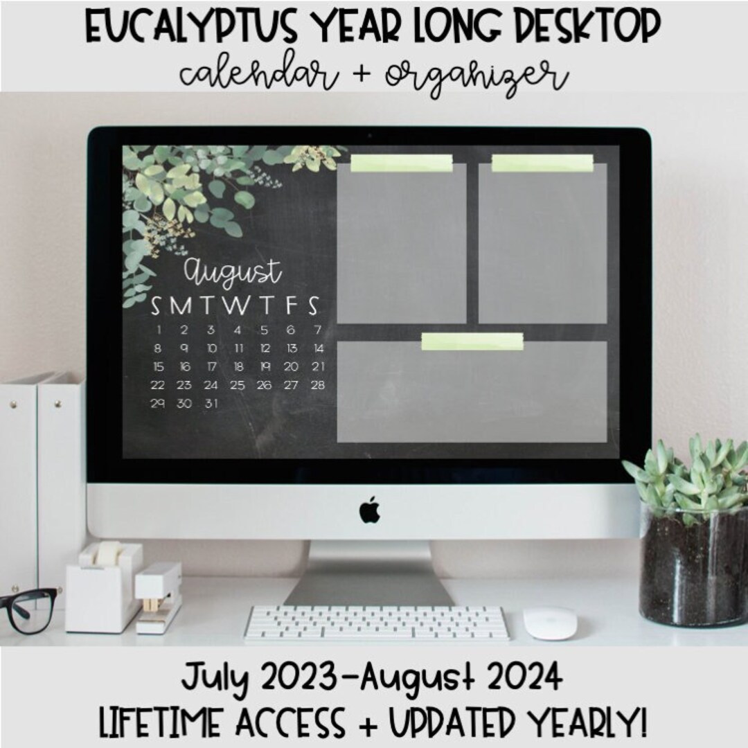 Eucalyptus Desktop Wallpaper Calendar 2023-24 Calendar, Organizer ...