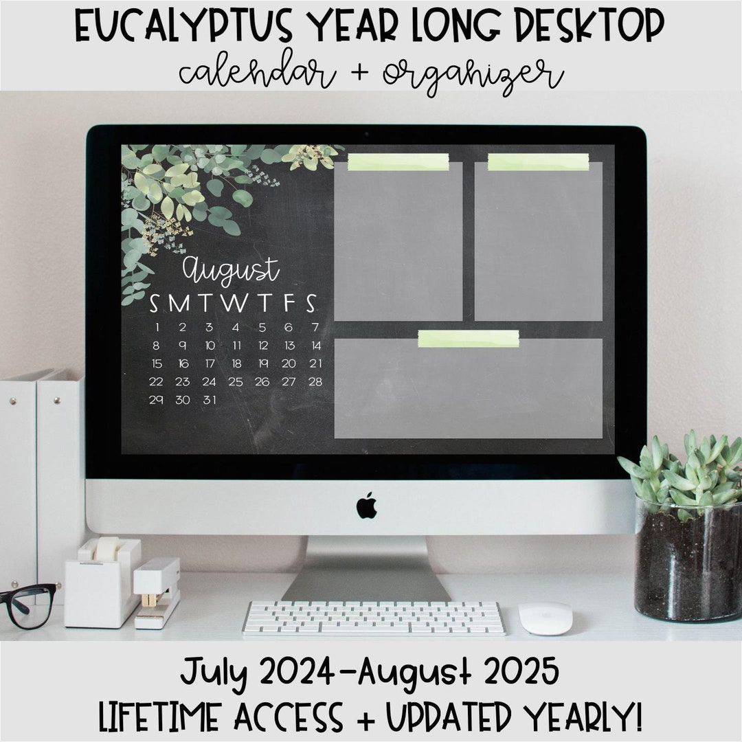 Eucalyptus Desktop Wallpaper Calendar | 2024-25 Calendar, Organizer ...