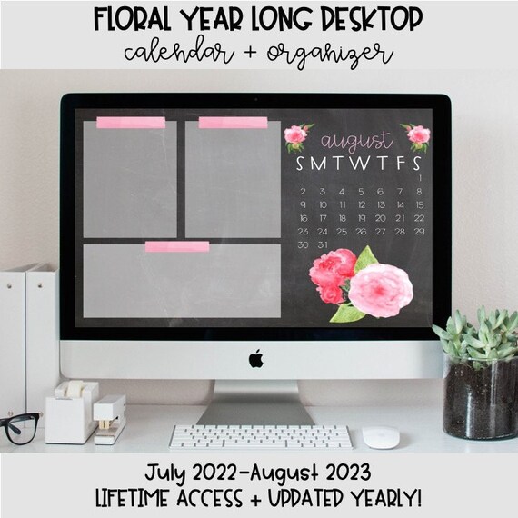Floral Desktop Wallpaper Calendar 2022-23 Calendar - Etsy