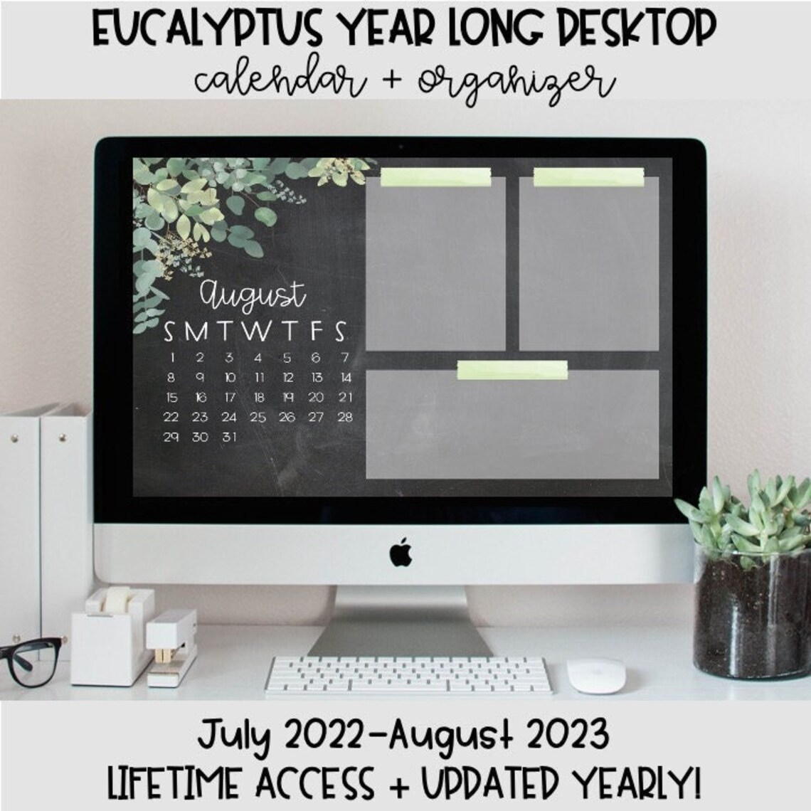 Eucalyptus Desktop Wallpaper Calendar 2022-23 Calendar - Etsy