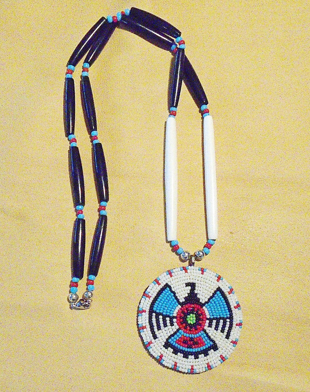 Native American Beaded Thunderbird Medallion Necklace - Etsy