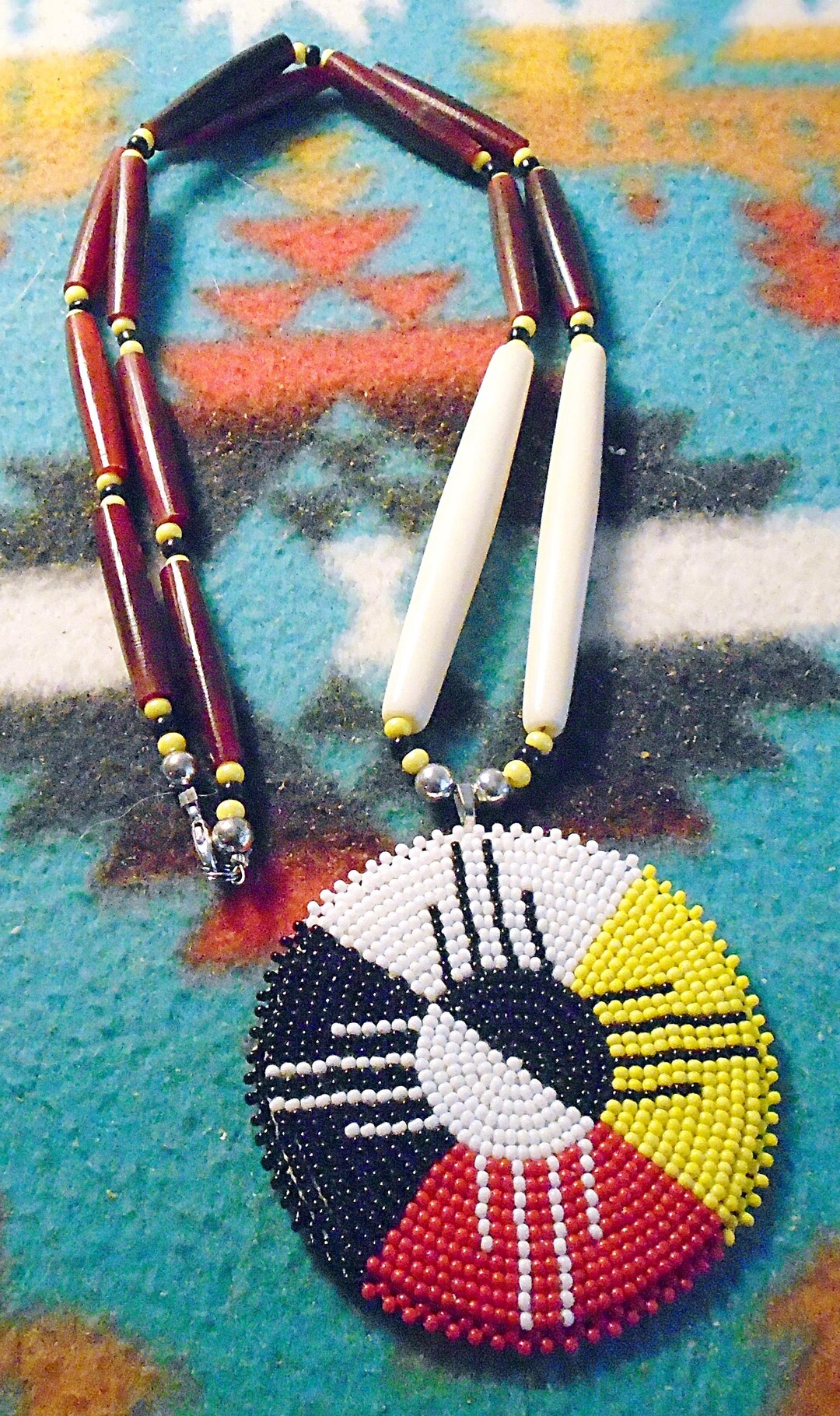 Native American Beaded 4 Directions Medallion Necklace - Etsy