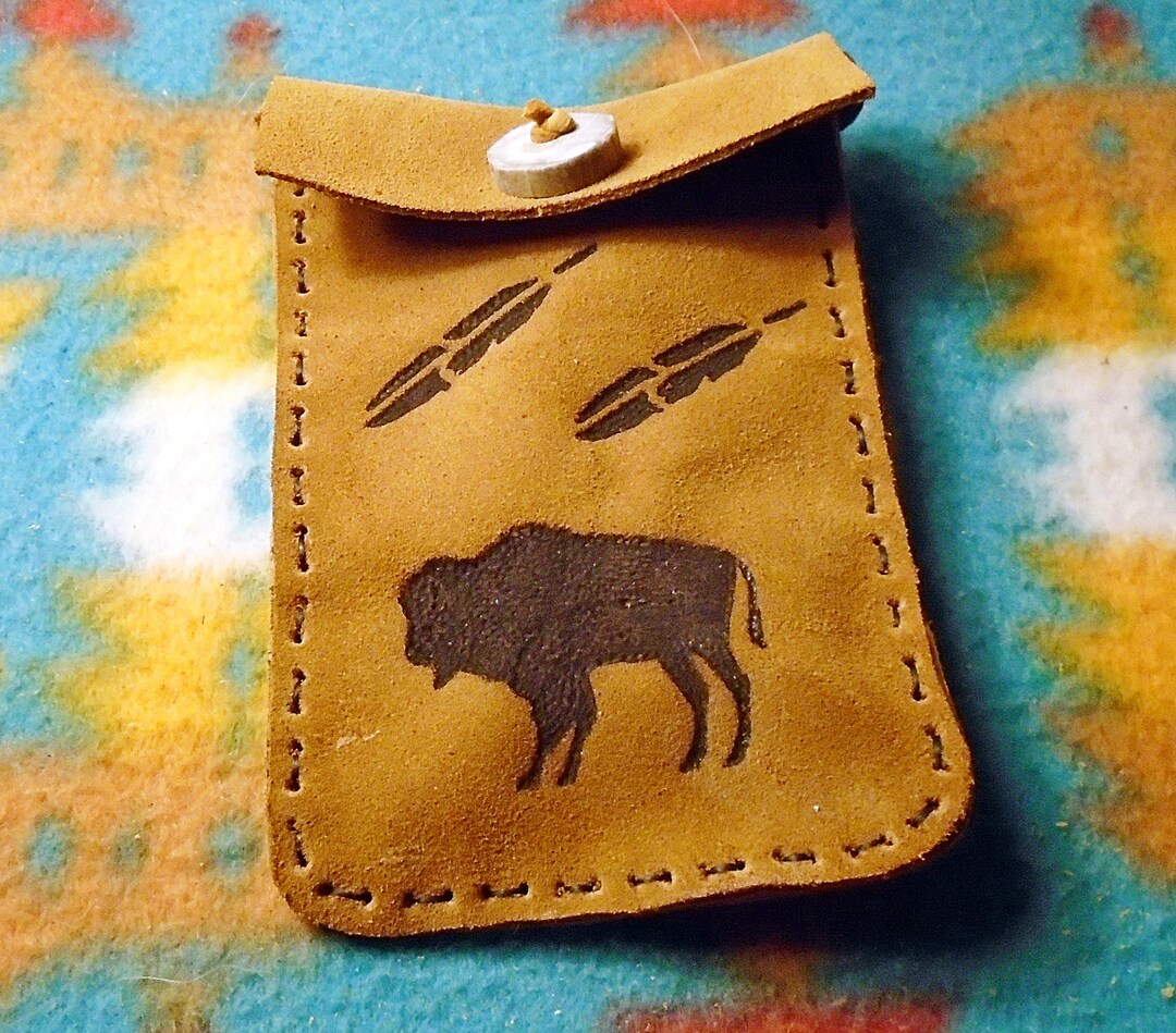 Native American Authentic Brown Colored Cowhide Leather Medicine Bag W ...