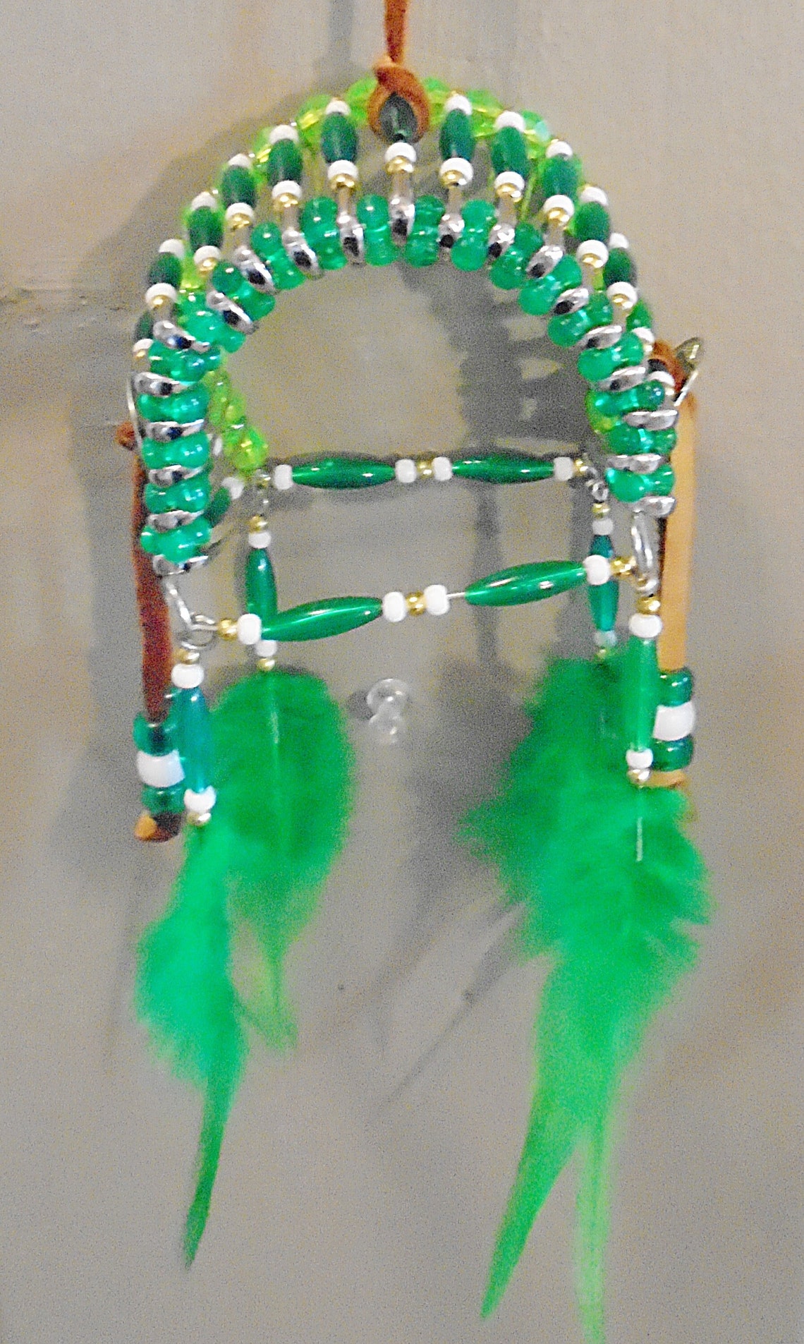 Native American Green & White Safety Pin Headdress Wall Hanging - Etsy