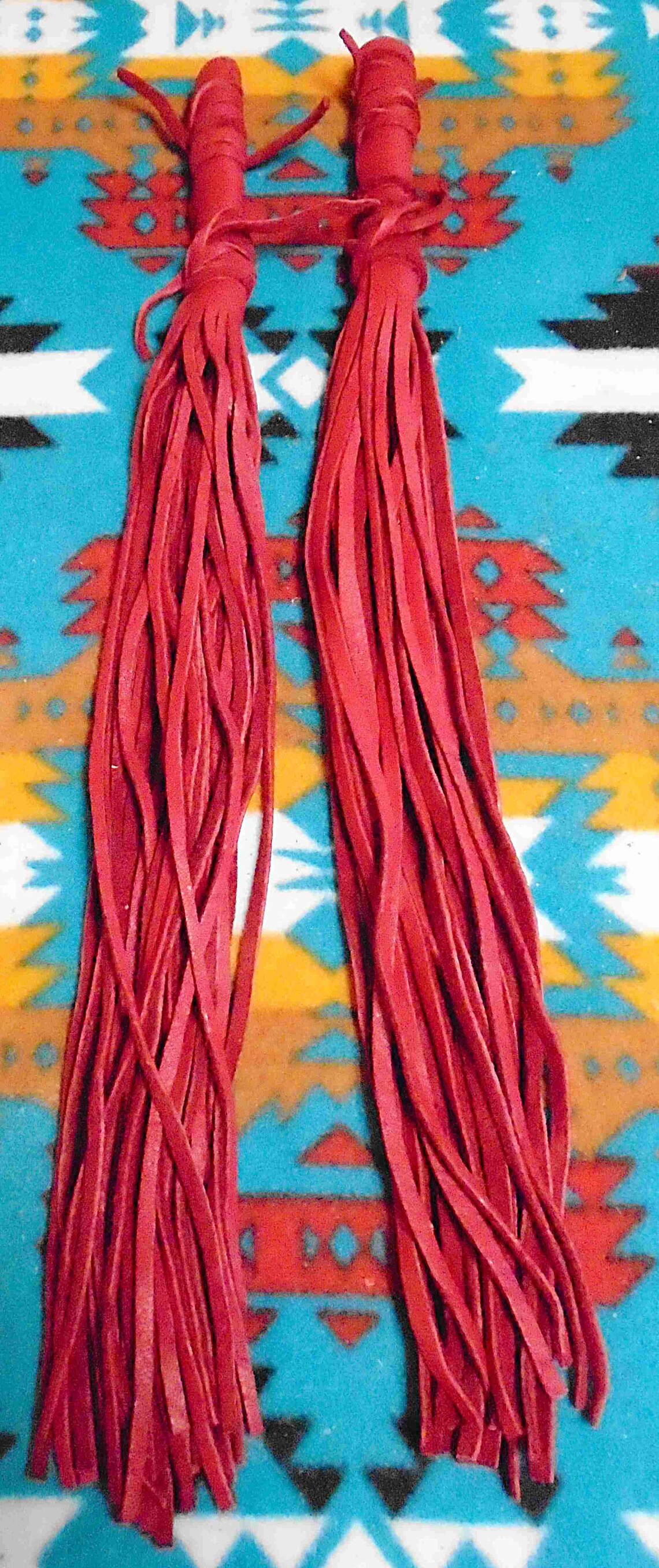 Native American Red Deerskin Leather Hair Ties | Etsy