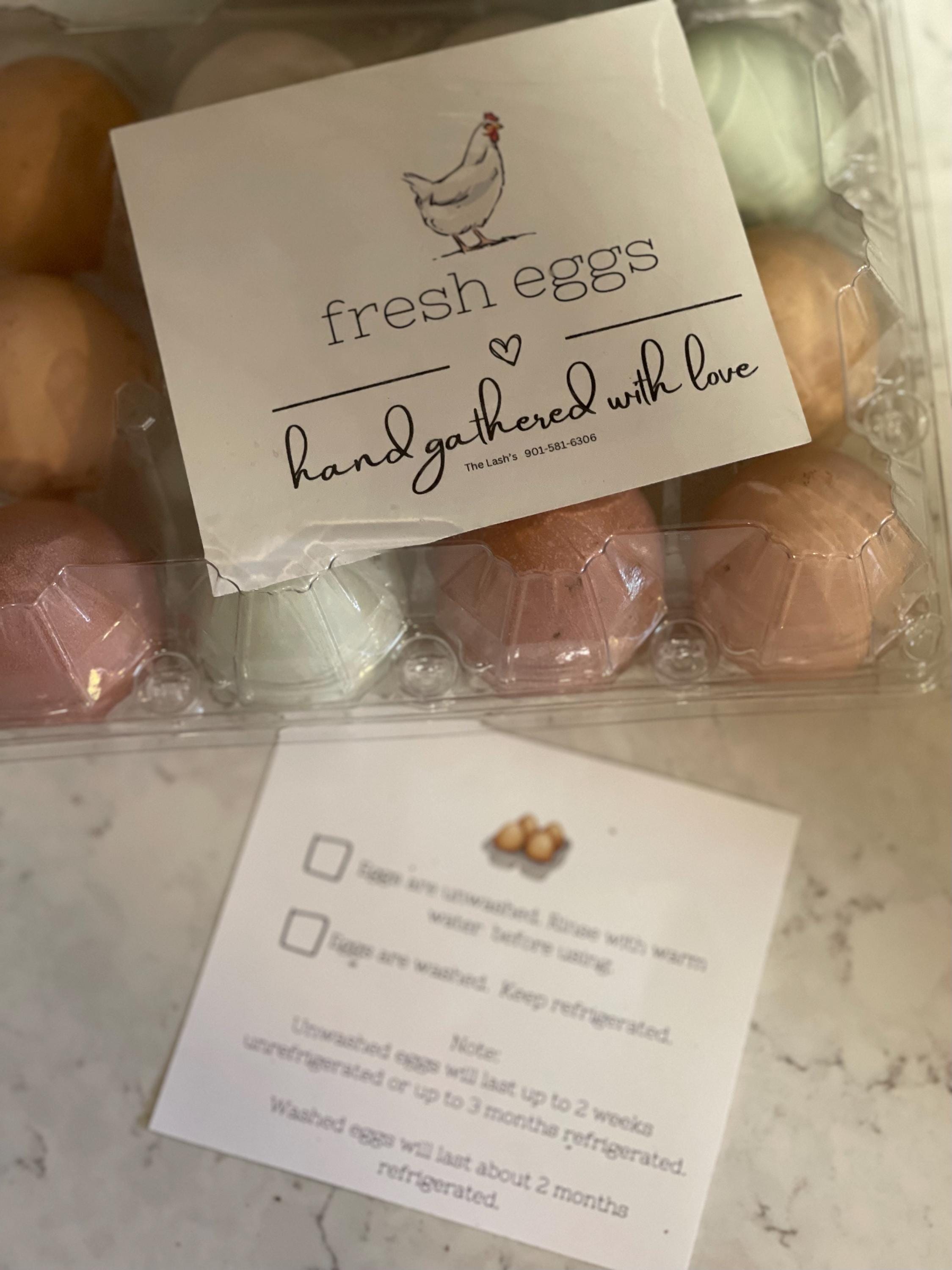 Fresh Eggs, Handling Instructions, Enclosure Card, Front/back - Etsy