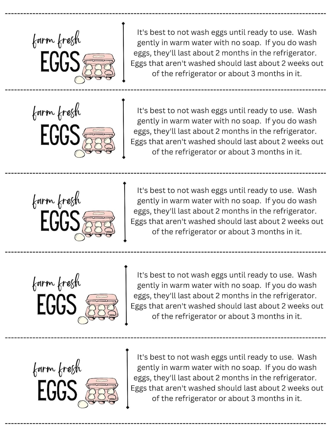 Farm Fresh Eggsprintable Egg Carton Label Digital Download - Etsy