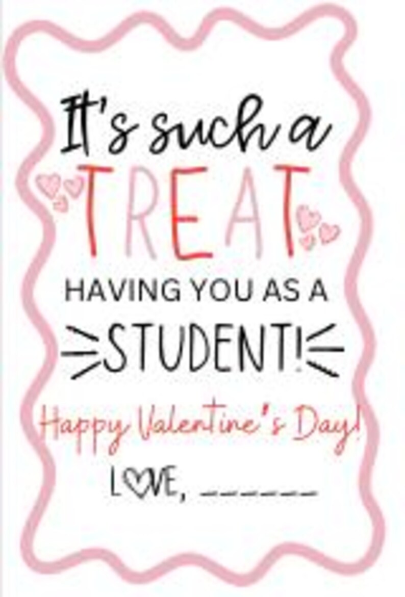 Valentine Student {from Teacher} Tag - Etsy