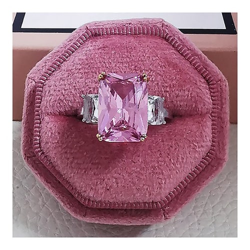 Sparkling Pink CZ Gem Ring 925 Silver Rings CZ Ring Pink - Etsy