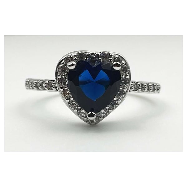 Blue Heart Ring - Etsy