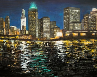 Night City Oil Painting - Etsy