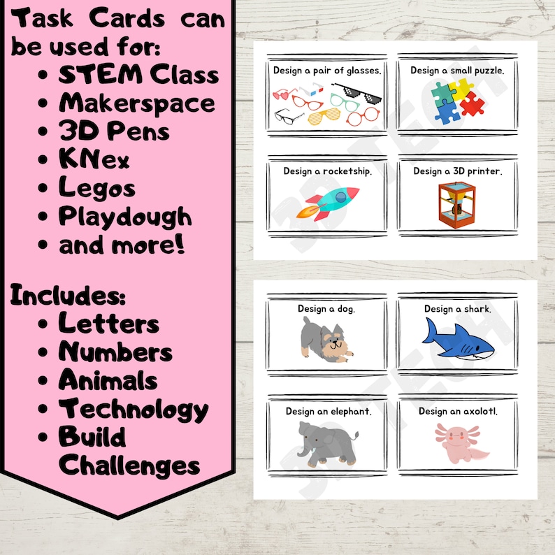 STEM Challenge Task Cards for Classroom or Makerspace - Etsy